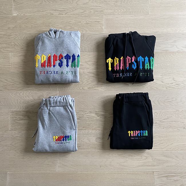 Trapstar rainbow towel embroidery plus velvet suit MJ00195 - katehub